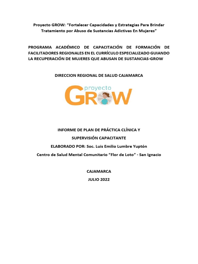 Proyecto GROW Luis Emilio | PDF | Farmacia | Psiquiatría