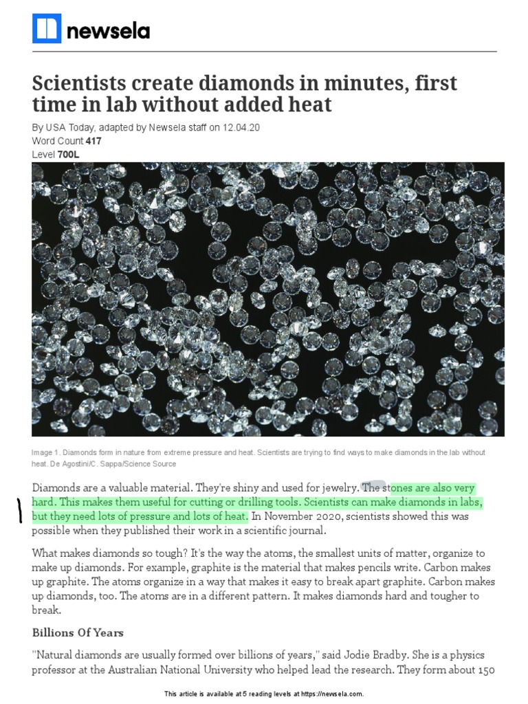Lab-Made Diamonds Formed Without Heat | PDF | Diamond | Carbon