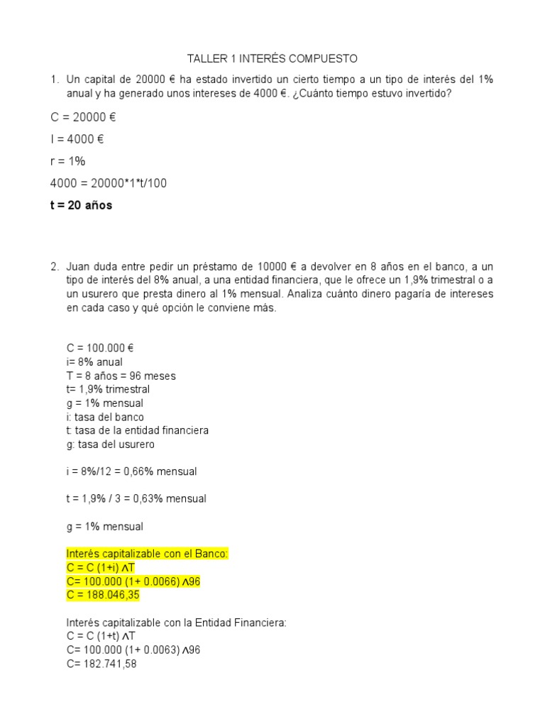 Taller 1 Interés Compuesto | PDF