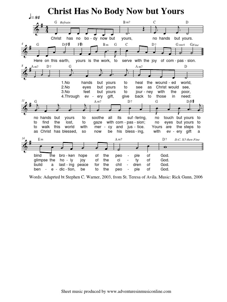 Christ Has No Body - Lead Sheet | PDF