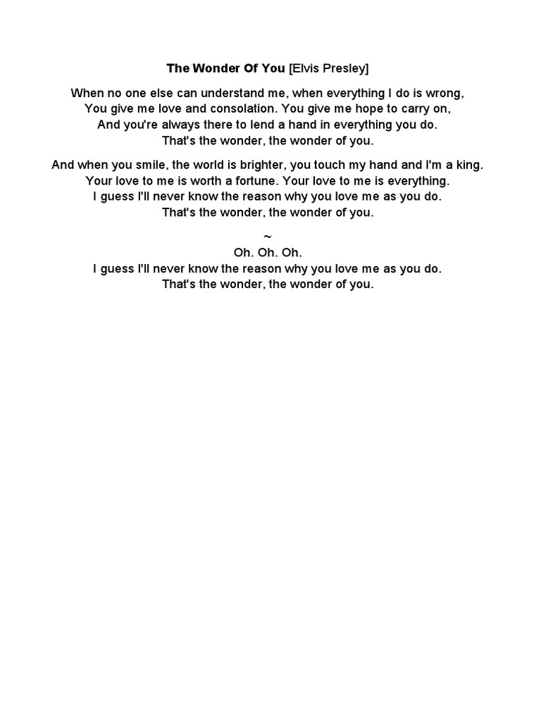 Wonder of You, The (Elvis Presley) | PDF