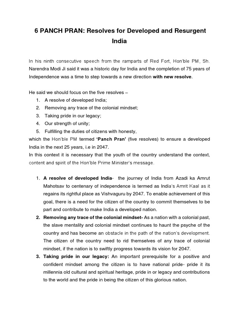 Brief Writeup-Panch Pran | PDF | Travel