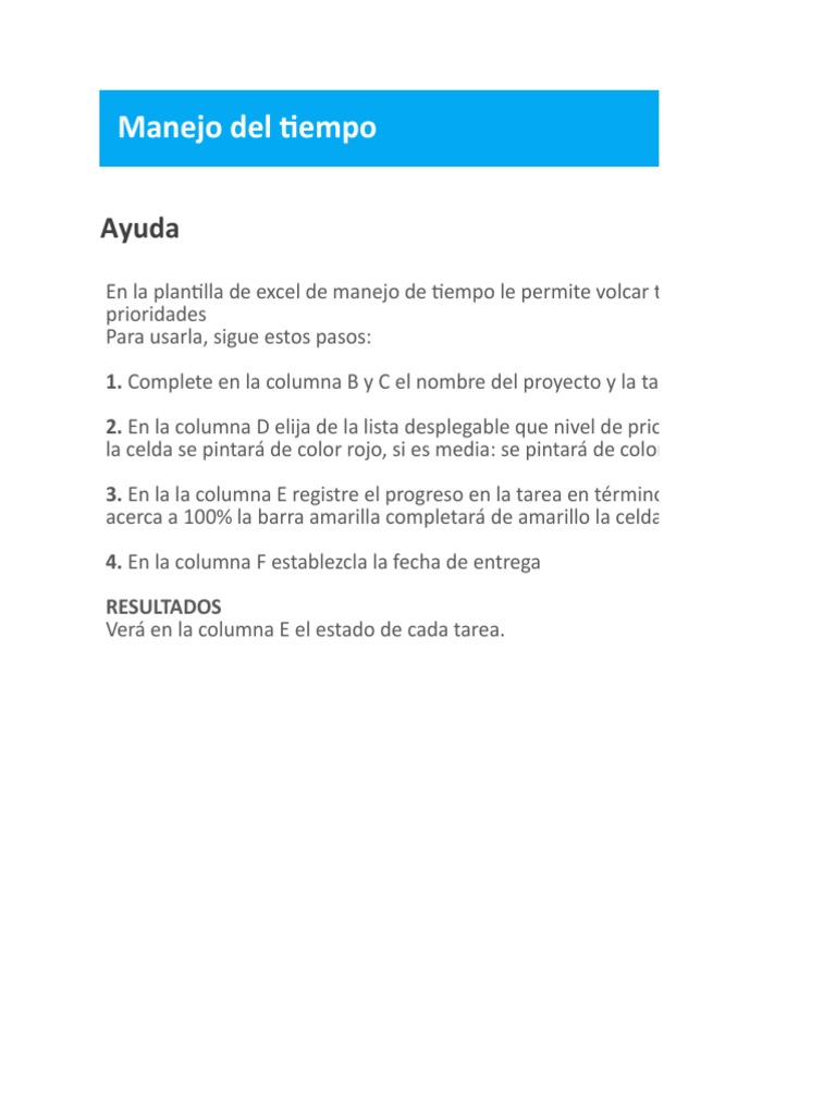 Planilla de Excel para El Manejo Del Tiempo | PDF | Informática | Software