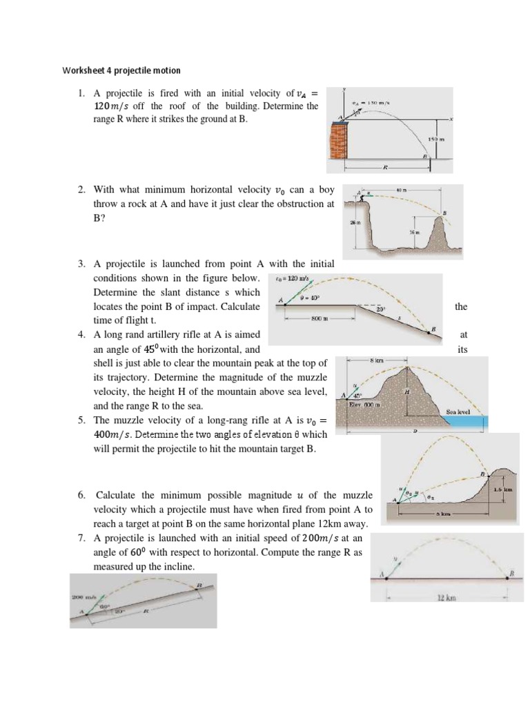 Worksheet 4 Projectile Motion | PDF | Applied And Interdisciplinary ...
