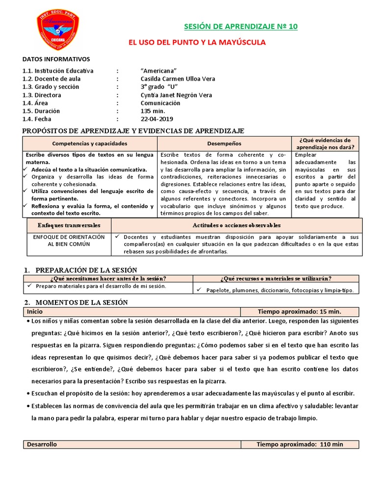 10 - Uso Del Punto y de La Mayúscula | PDF | Aprendizaje | Comunicación