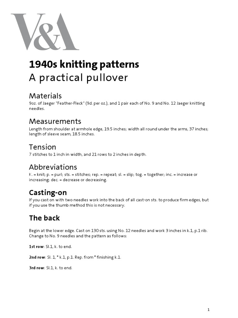 A Practical Pullover | PDF | Knitting | Seam (Sewing)