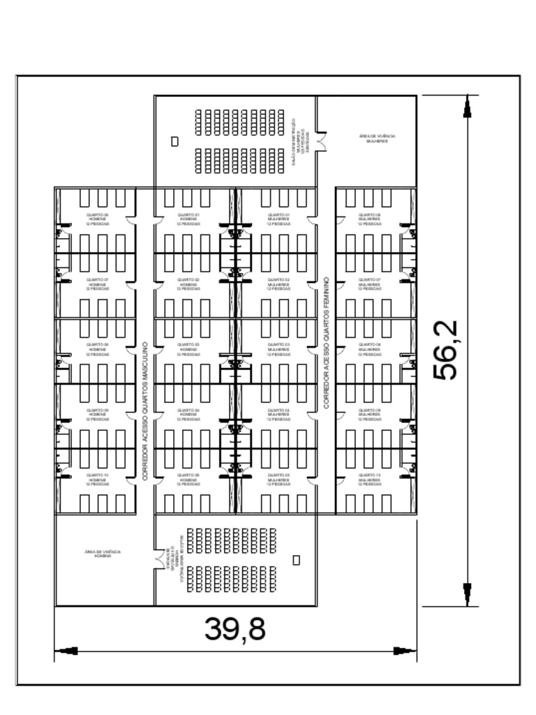 Layout Acomocação 240 Dormitórios e 240 Lugares No Salão | PDF