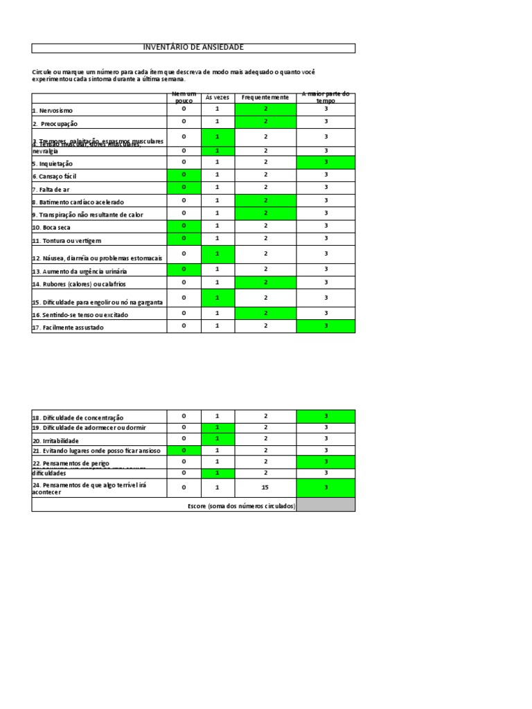 Inventário de Ansiedade | PDF | Ansiedade | Causas de morte