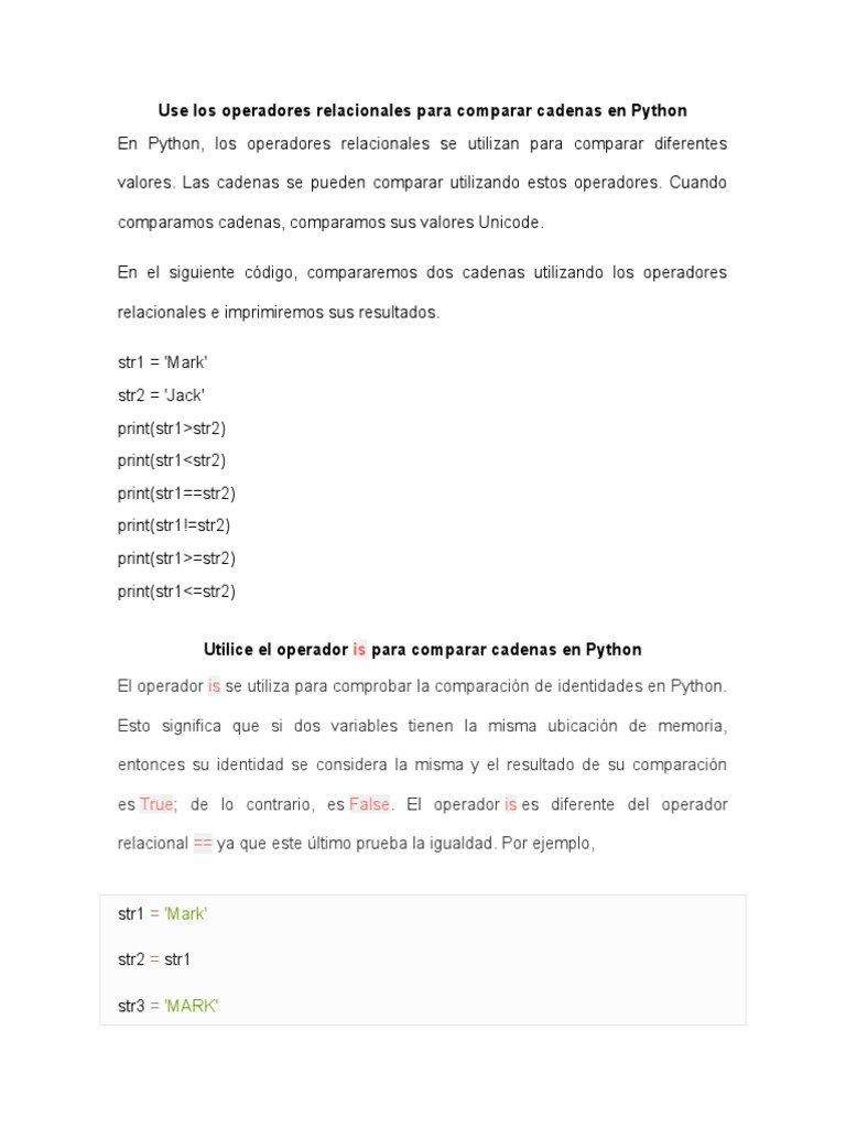 Comparar Cadenas en Python: Guía SEO | PDF