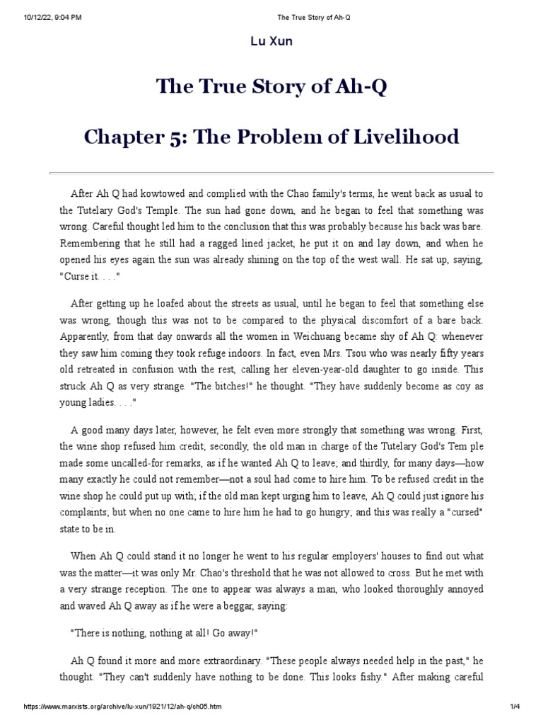 The True Story of Ah-Q CH 5 | PDF