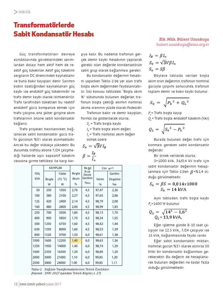 Trafo Sabit Grup Hesabı | PDF
