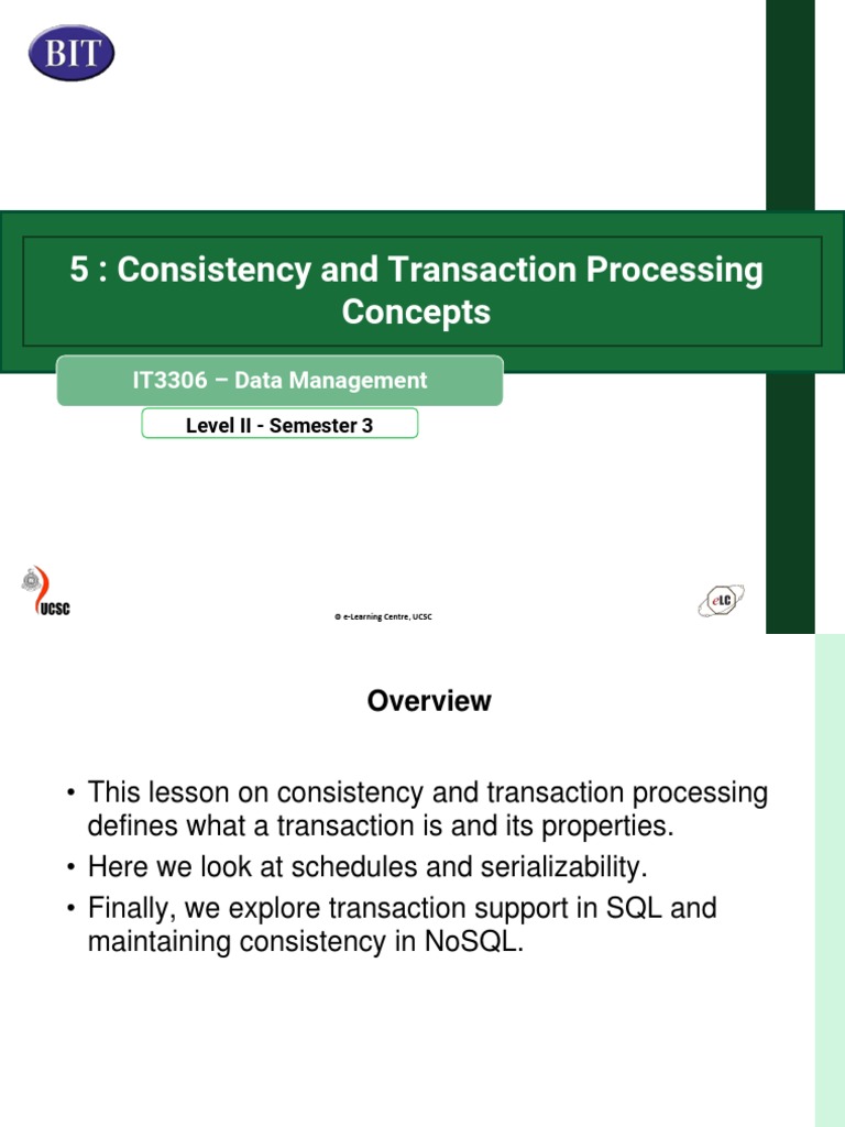 IT3306 - 05 - Consistency and Transaction Processing Concepts | PDF ...
