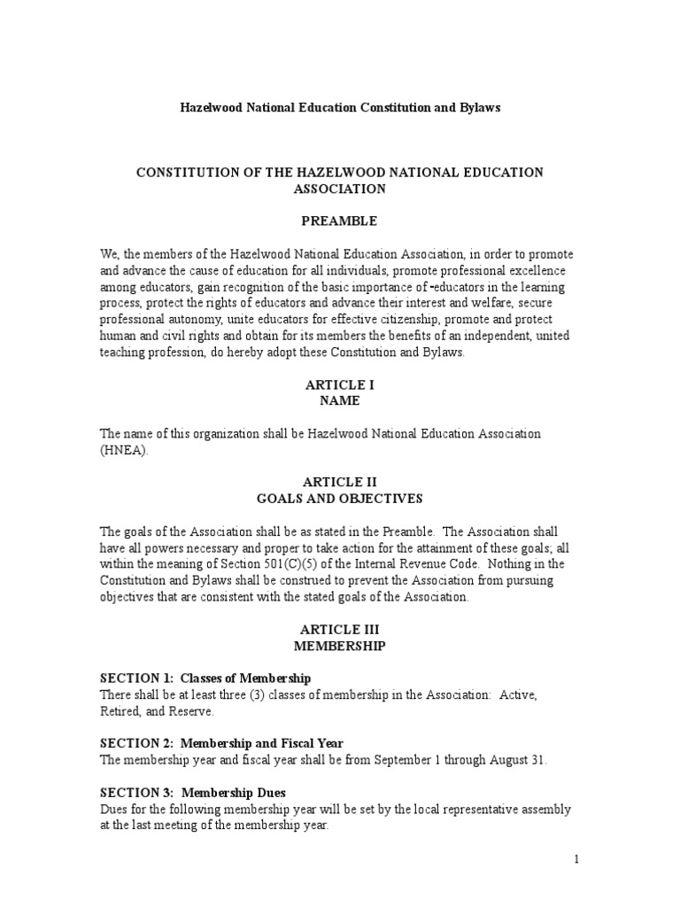 Hazelwood Nea Constitution and Bylaws | PDF | Committee | United States ...