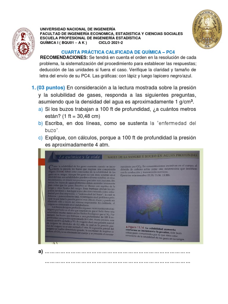 PC4 Fieecs 2022-1 | PDF | Concentración | Agua