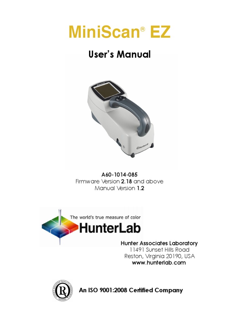 Miniscan Ez User Manual (2) Hunter Lab | PDF | Usb | Usb Flash Drive