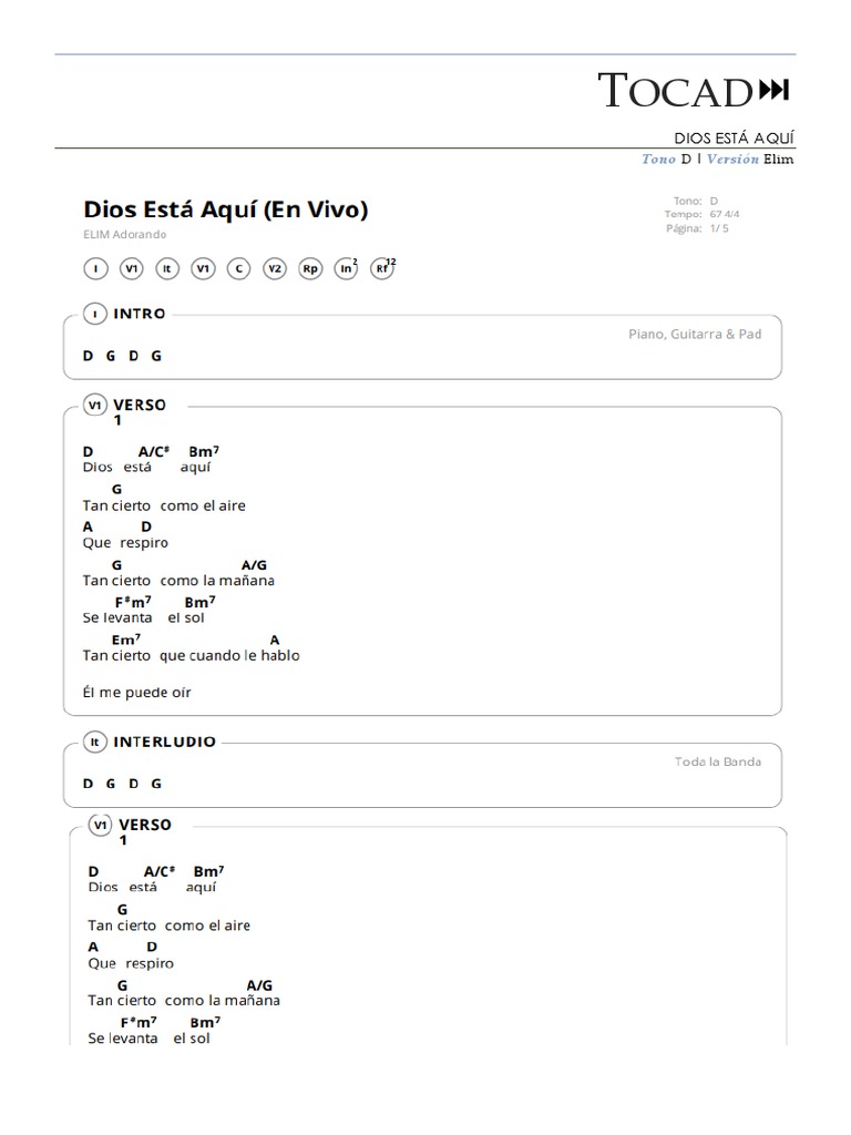 Dios Está Aquí - Edit Elim Acordes | PDF