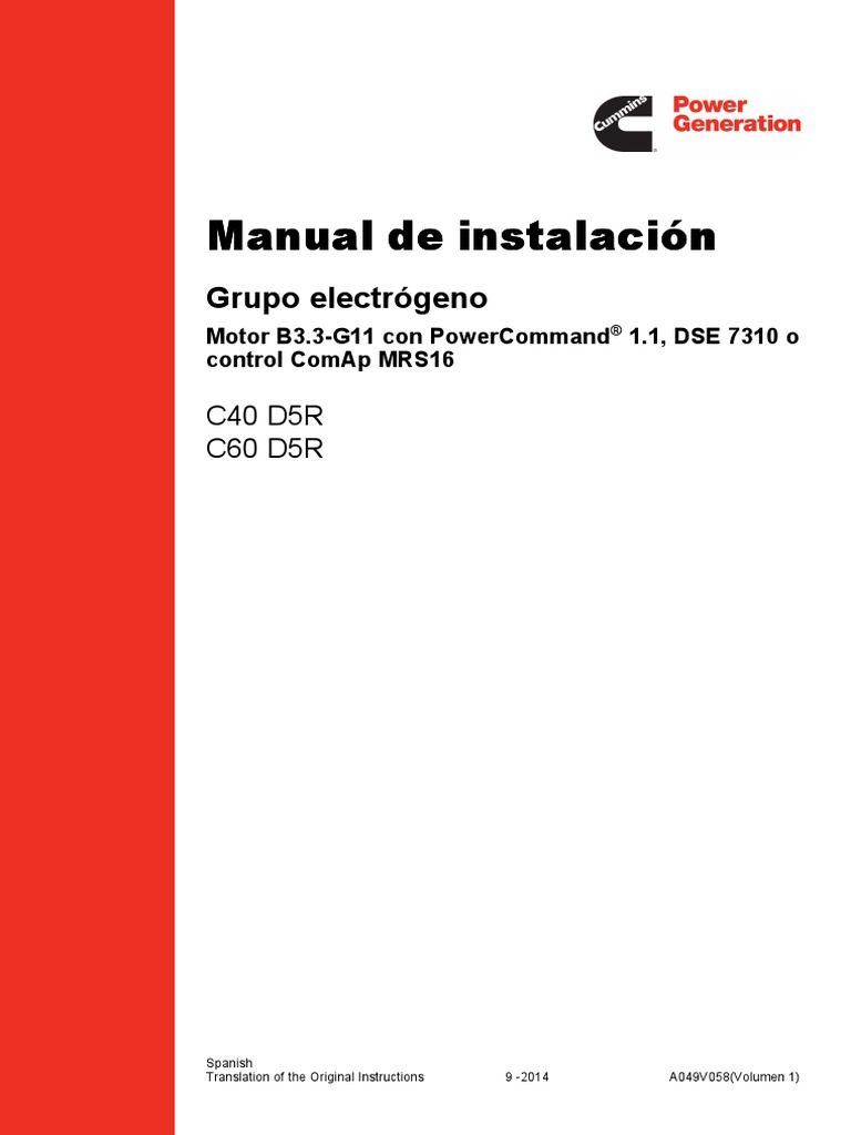 C40 A C60 - B3.3-G11 Con PC1.1 DSE7310 o ComAp Manual de Instalacion ...