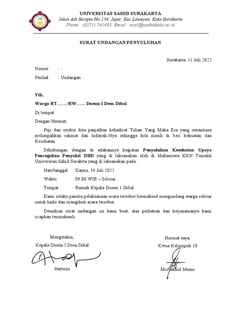 SURAT UNDANGAN RT Sudah Tanda Tangan | PDF