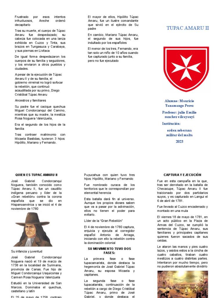 Tupac Amaru II triptico | PDF | Imperio español | America latina