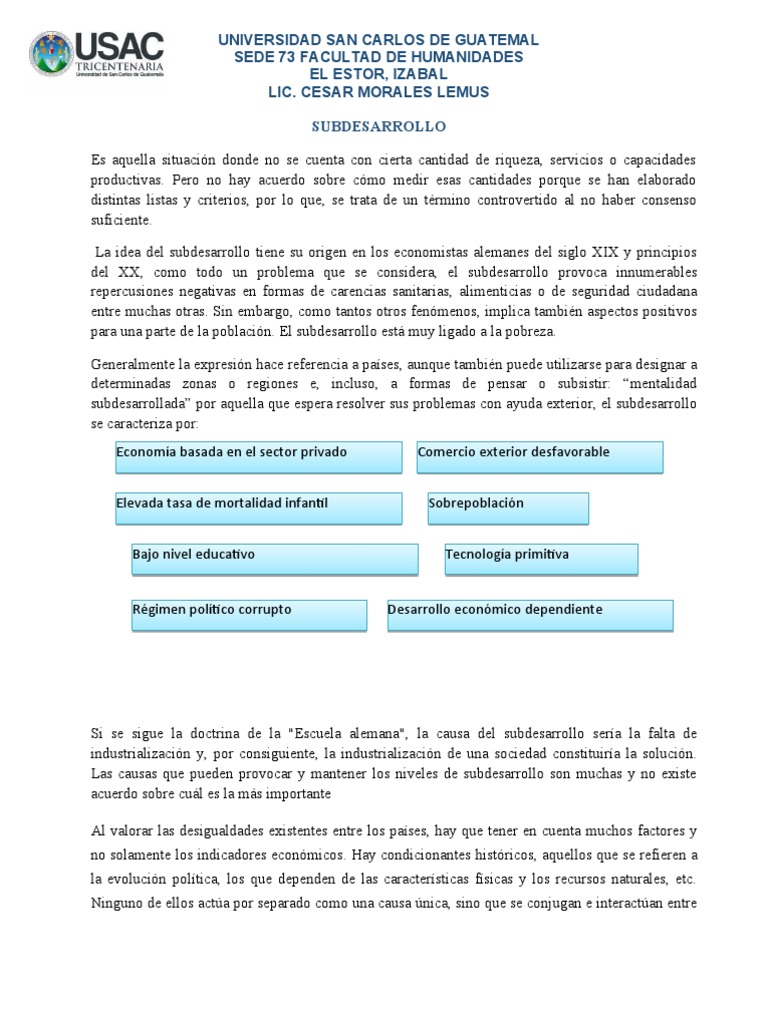 Tema El Sub Desarrollo | PDF | Capitalismo | Imperialismo