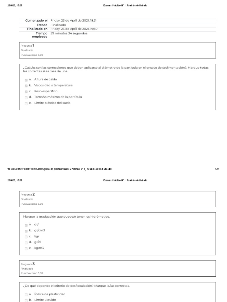 Examen Práctico #1 - Revisión Del Intento | PDF | Física Aplicada e Interdisciplinaria ...