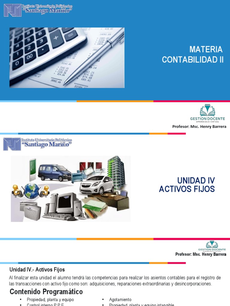 Unidad IV - Activo Fijo | PDF | Depreciación | Activo intangible
