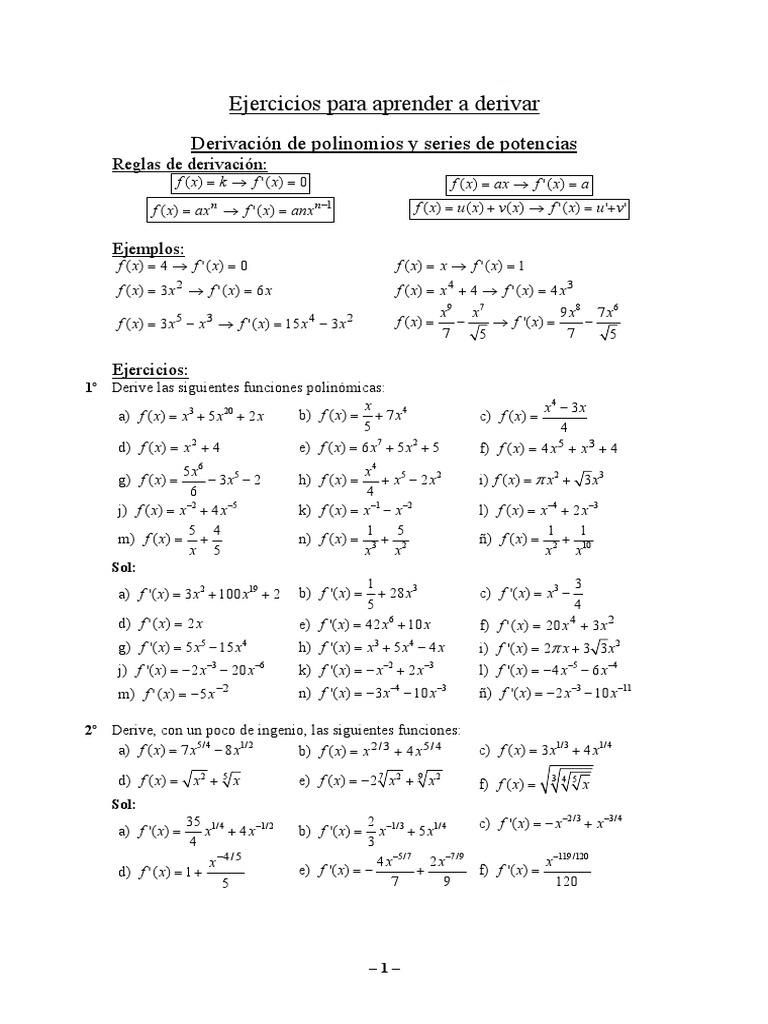ejercicios derivacion | PDF | Análisis matemático | Funciones especiales