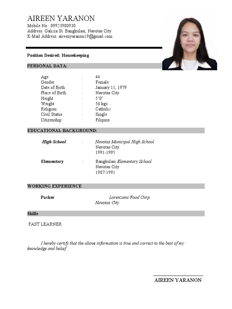 Aireen Yaranon Resume | PDF