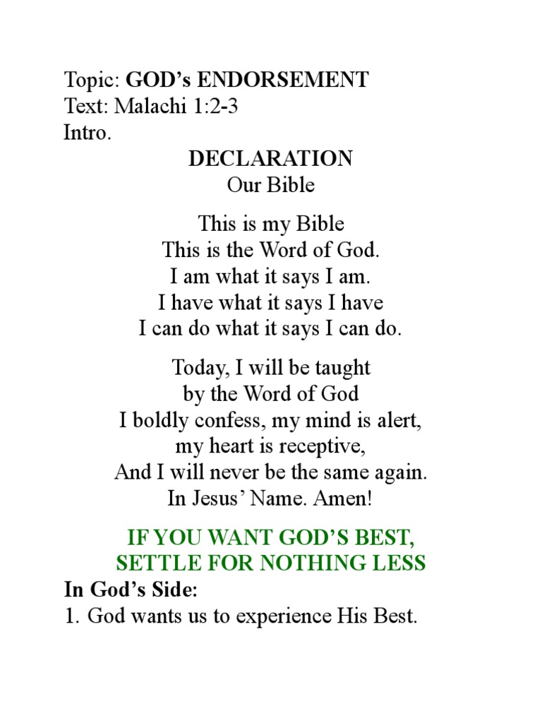 God's Endorsement | PDF