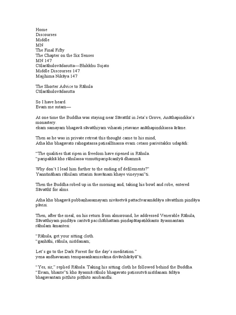 Cula RahuloVada Sutta | PDF | Indian Religions | Āstika