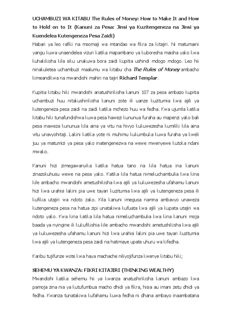 Kitabu Cha Kanuni 107 Za Fedha-1 | PDF