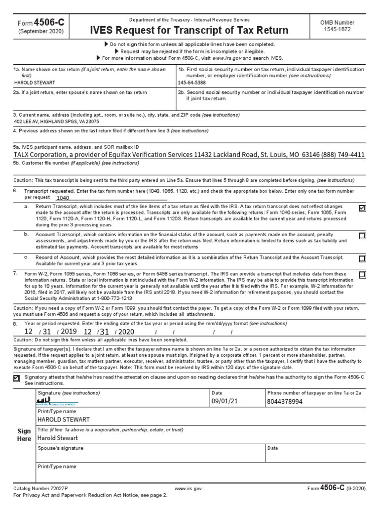 IRS Consent Form 4506 C PDF Irs Tax Forms Internal Revenue Service
