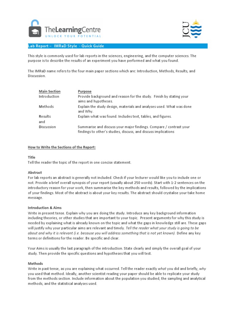 Lab Report IMRaD Style | PDF | Statistics | Cognition