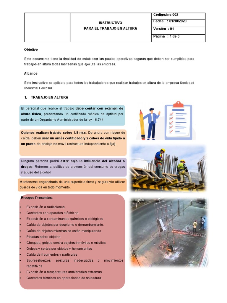 Instructivo Trabajo en Altura | PDF | Pelvis