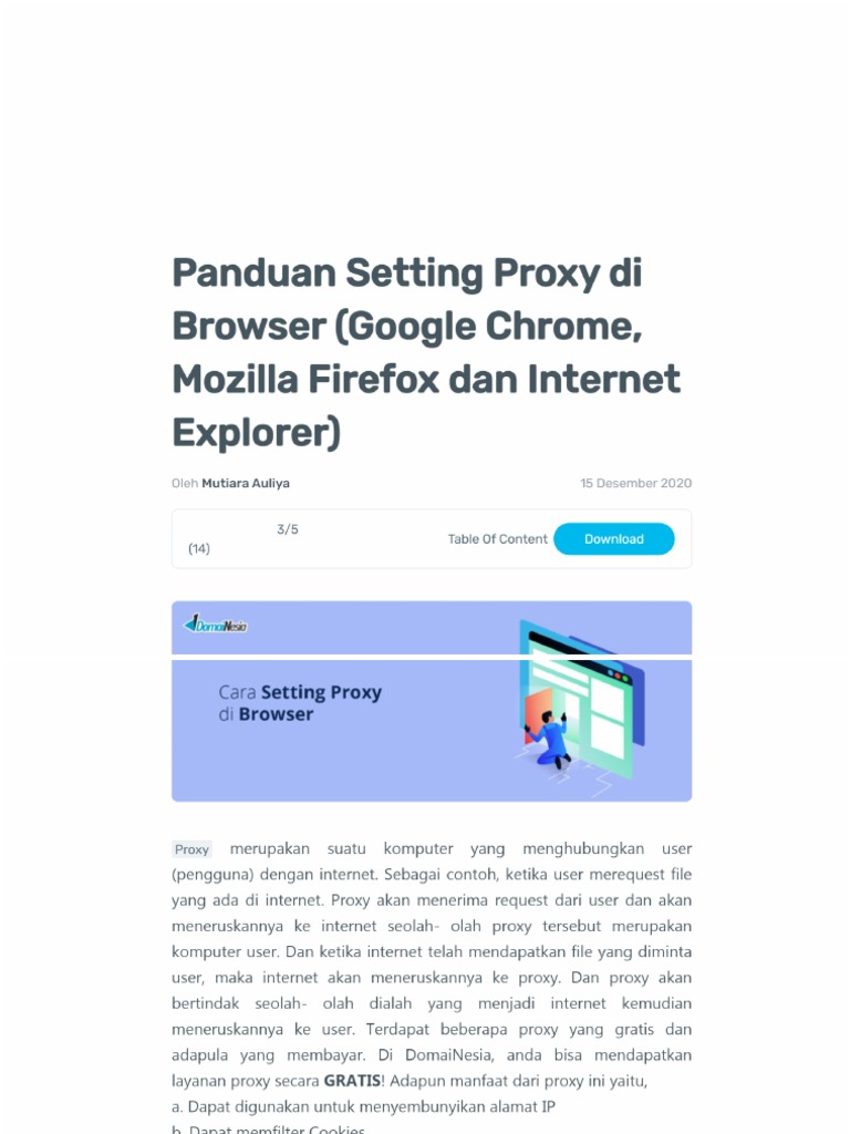 Panduan Setting Proxy Di Browser (Google Chrome, Mozilla Firefox Dan Internet Explorer) | PDF