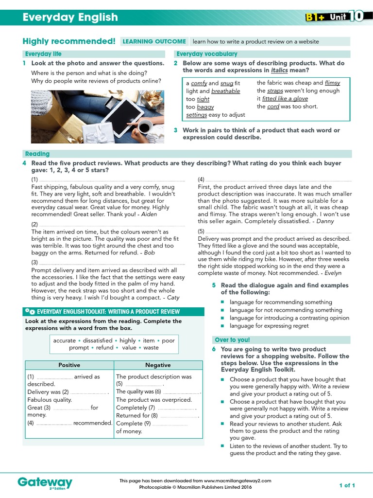 B1+ UNIT 10 Everyday English | PDF | Human Communication | Cognition