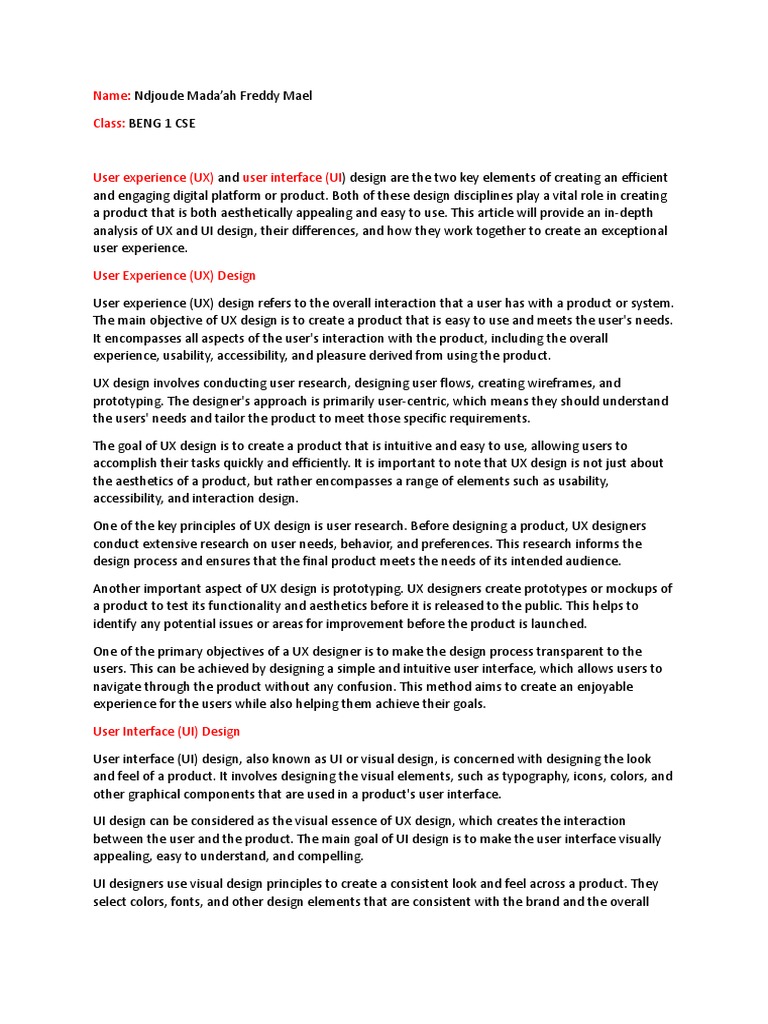 Understanding UX and UI Design Essentials | PDF | User Interface Design | User Experience