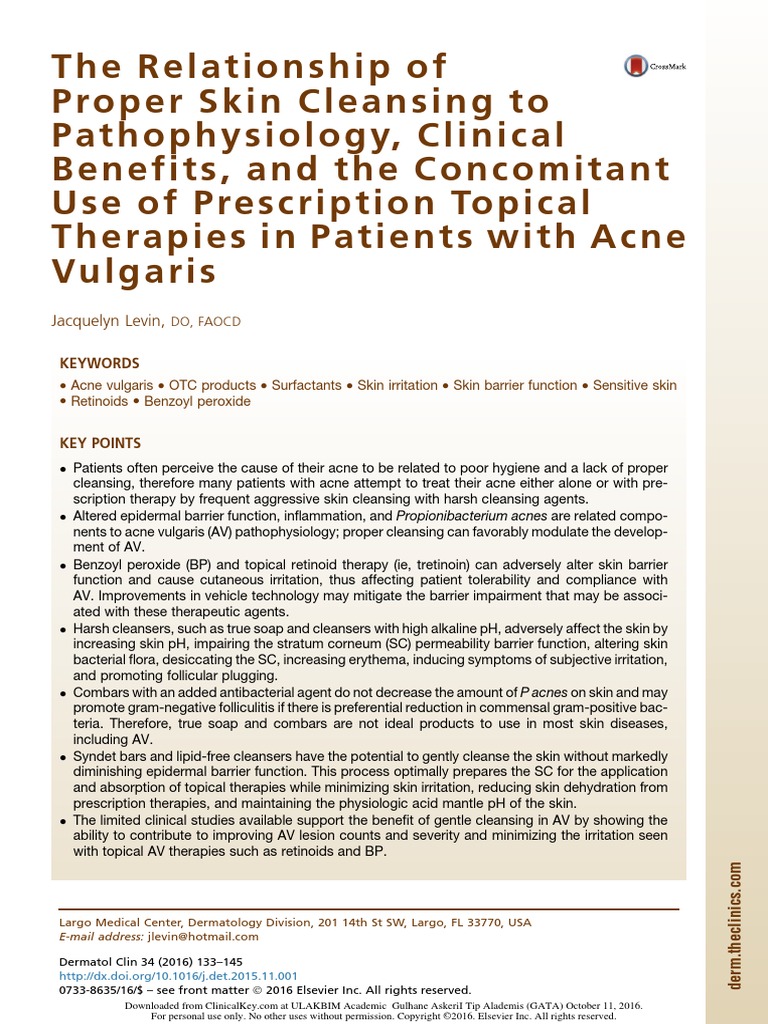 The Relationship of Proper Skin Cleansing To Pathophysiology, Clinical Benefits, and The ...