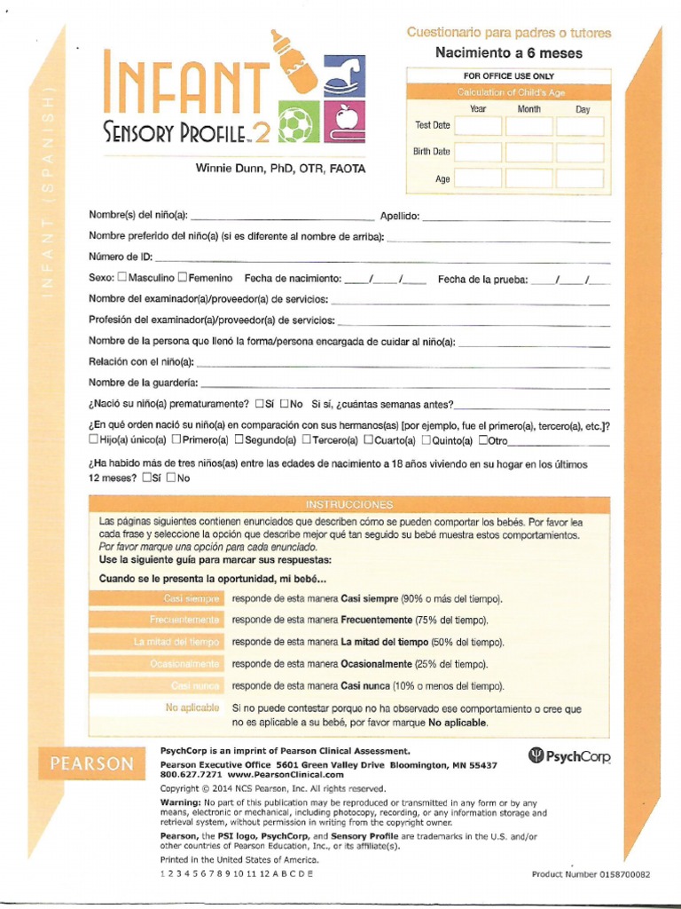 Prueba INFANT Sensory Profile 0 A 6 Meses | PDF
