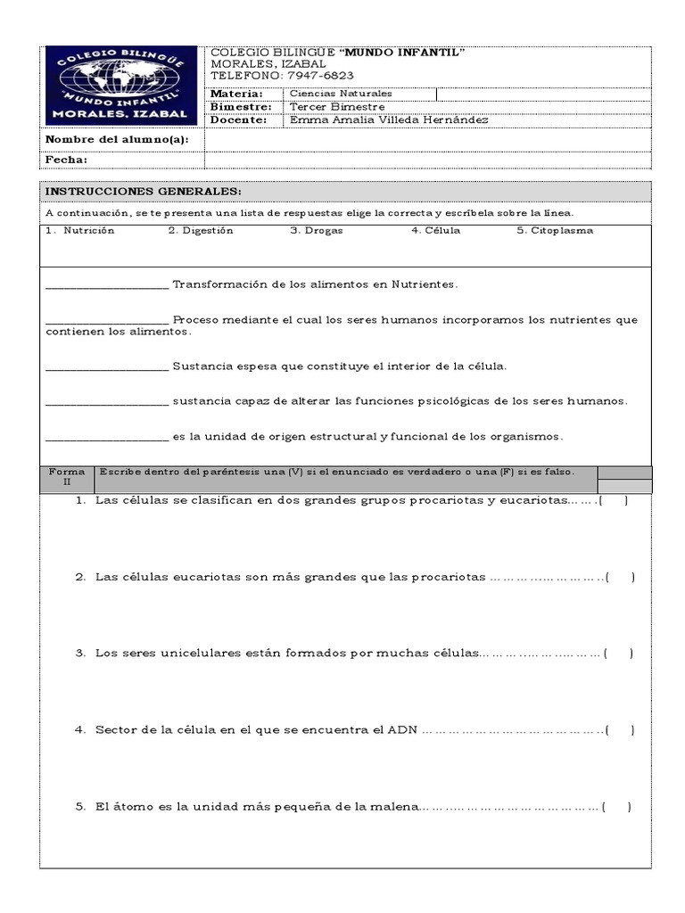 5to. Primaria Ciencias Naturales | PDF | Biología Celular) | Organismos