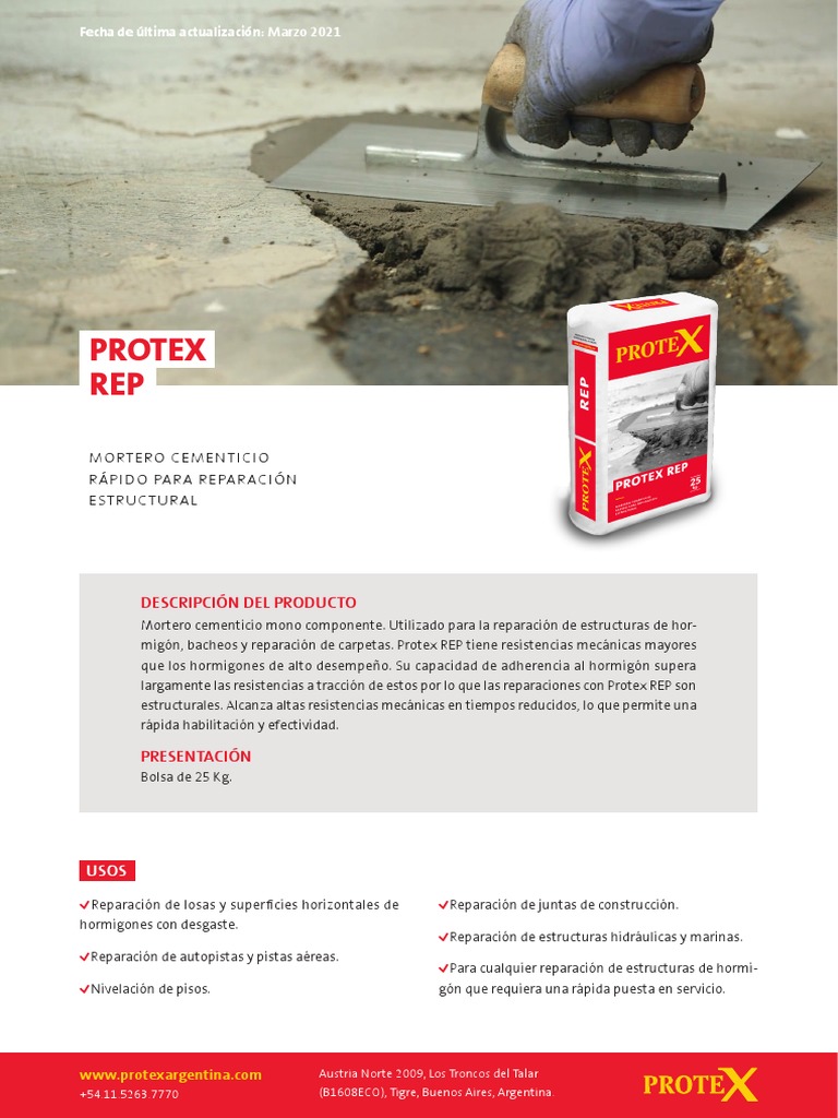 Protex Rep Fichatecnica 1 | PDF | Hormigón | Agua