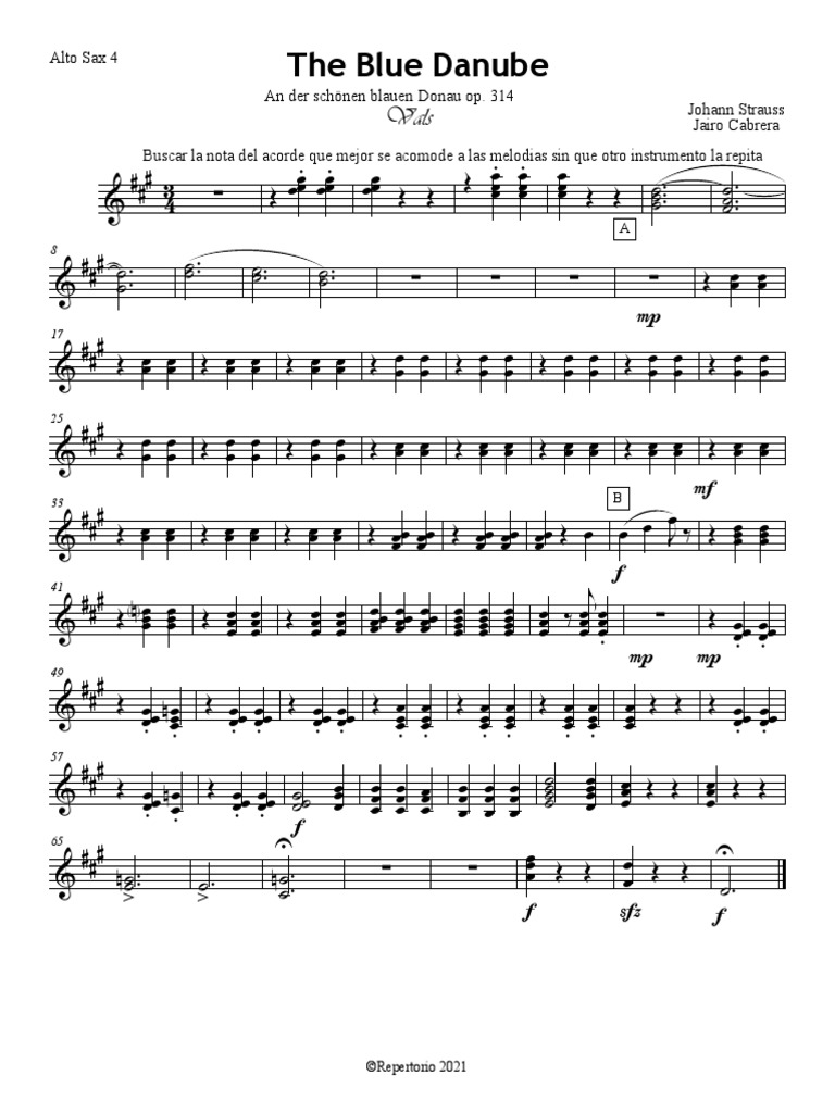 Danubio Azul - Maderas - Alto Sax 4 | PDF | Valses