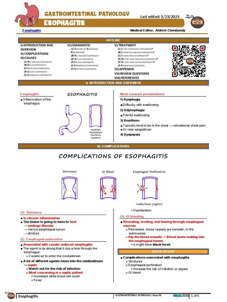 Gastrointestinal Pathology - 010) Esophagitis (Notes) | PDF | Esophagus ...