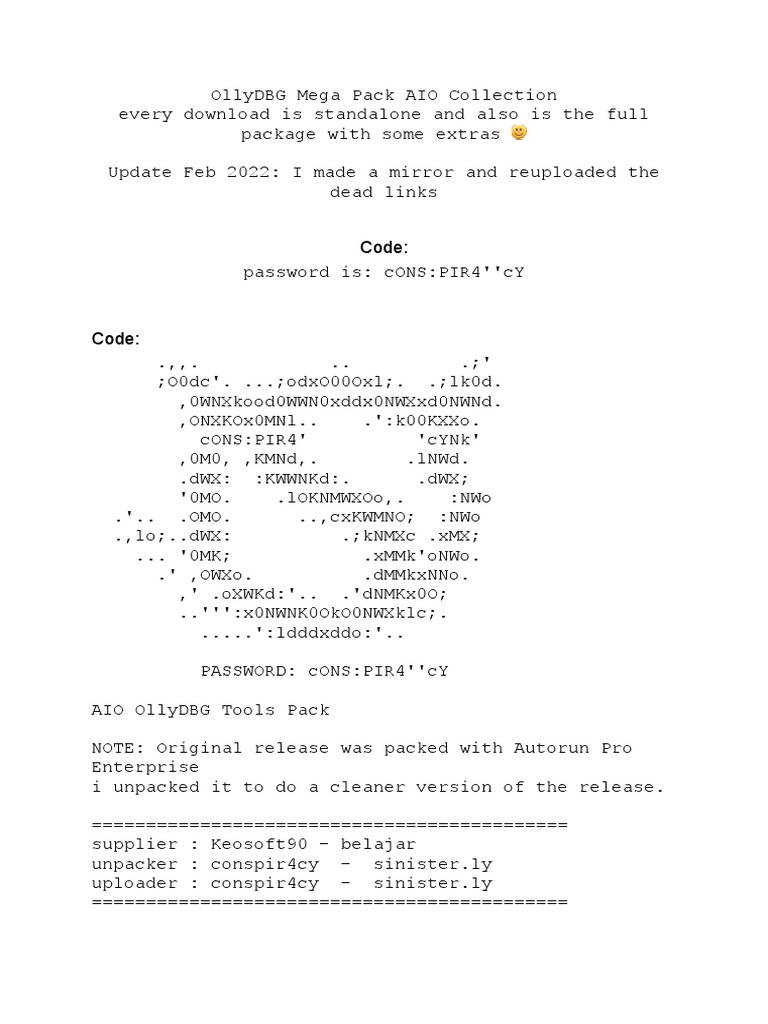 Détail-OllyDBG Mega Pack AIO Collection | PDF | System Software | Information Technology