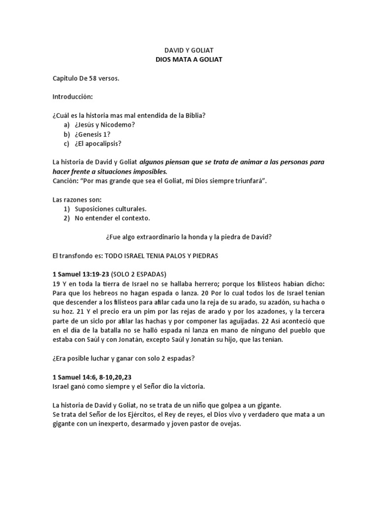 David y Goliat 1 Samuel 17 | PDF | Goliat | David