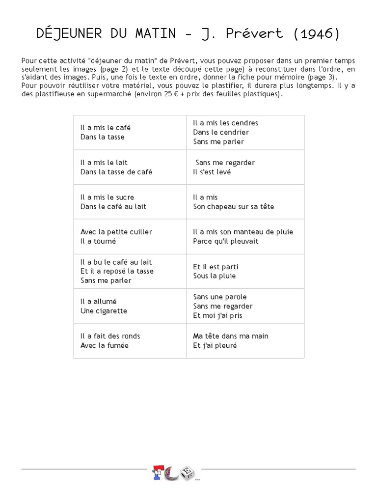 Déjeuner du matin de Prévert | PDF | Nourriture et boisson | Cuisine