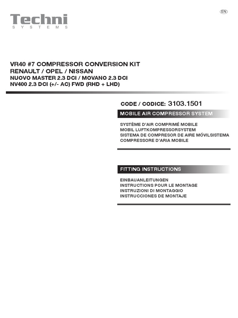Vr40 #7 Compressor Conversion Kit Renault / Opel / Nissan | PDF | Screw ...
