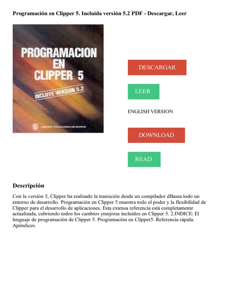 Programación en Clipper 5. Incluida Versión 5.2 PDF - Descargar, Leer | PDF | Programación de ...