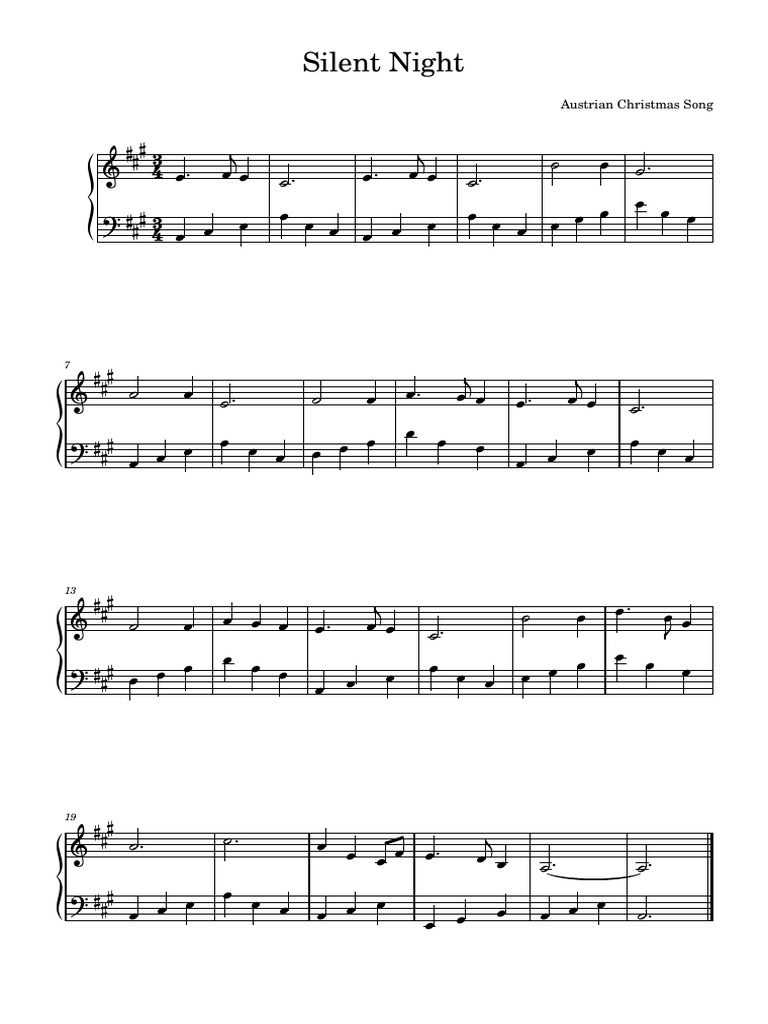 Silent Night Beginners Piano | PDF | Christmas Music