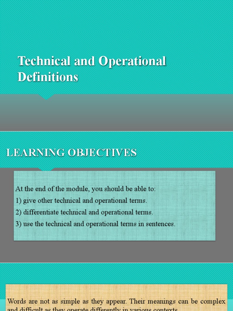 Technical and Operational Definitions | PDF Technical and Operational Definitions | PDF